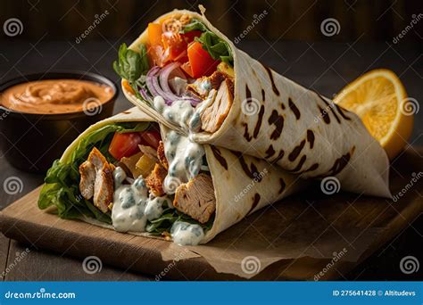 Chicken Shawarma Wrap With Warm And Tangy Chicken Crunchy Veggies