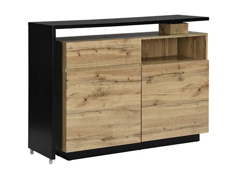 Draaibaar Barmeubel ELDIR 2 Deuren 1 Lade En 1 Nis MDF Eiken