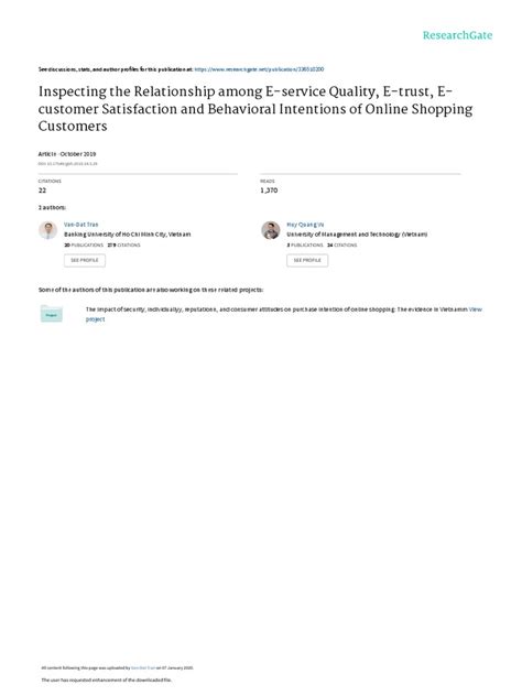 Inspecting The Relationship Among E Service Quality Inggris Pdf Online Shopping E Commerce
