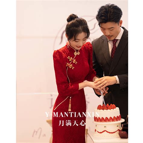 新娘敬酒服旗袍2023新款夏季中式订婚连衣裙酒红色鱼尾晚礼服回门虎窝淘