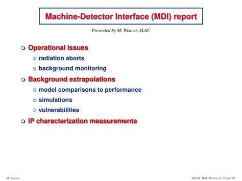ppt machine detector interface mdi report powerpoint presentation