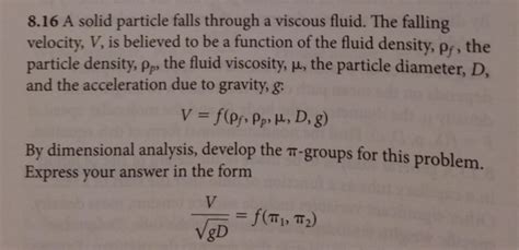 Solved A Solid Particle Falls Through A Viscous Fluid Chegg