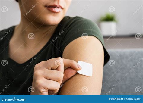 Woman With Contraception Patch Treatment Stock Photo Image Of Control Human 243945834