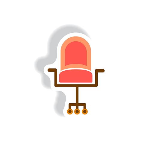 종이 스티커 스타일 사무실 의자 벡터에서 세련 된 아이콘 Ai Eps Uidownload