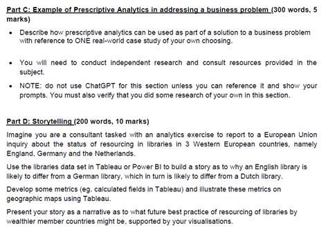 Part C Example Of Prescriptive Analytics In Chegg