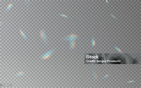 벡터 무지개 크리스탈 조명입니다 눈부심과 함께 다이아몬드 폭발의 조명 효과 빛의 광선에 부드럽게 떠 다니는 무지개 플레어 무지개