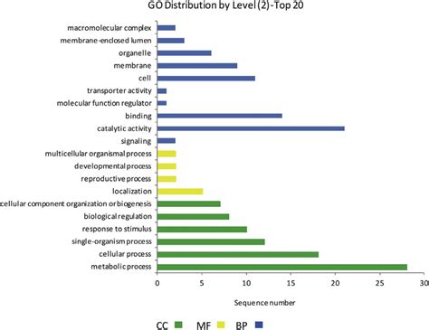 go distribution for level 2 of tc sequences obtained by blast2go cc