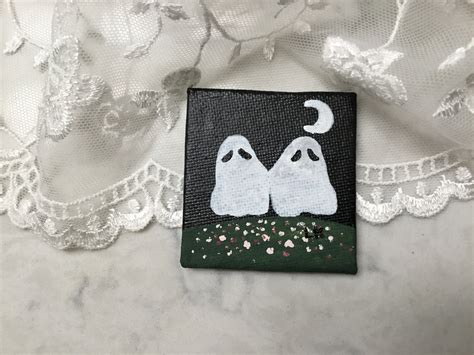 Mini Painting Two Ghosts Holding Hands Etsy