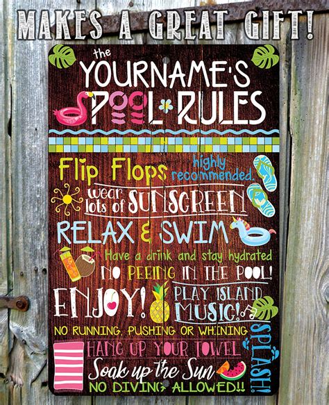 Funny Pool Rules Sign Indoor And Outdoor Swimming Pool Metal Signs