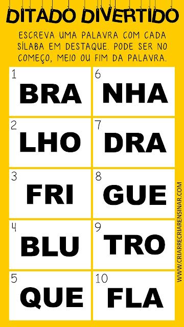 ATIVIDADE REMOTA DITADO DIVERTIDO Criar Recriar Ensinar