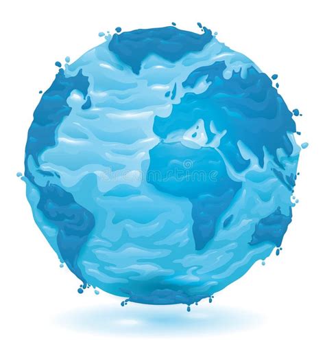 Floating Blue Globe With Watery Effect In Gradient Style Vector