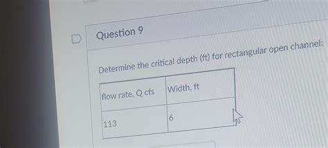 Solved Ft For Rectangular Open Channel Chegg Com