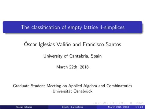 [ppt] The Classification Of Empty Lattice 4 Simplices Scar Iglesias Valio Powerpoint