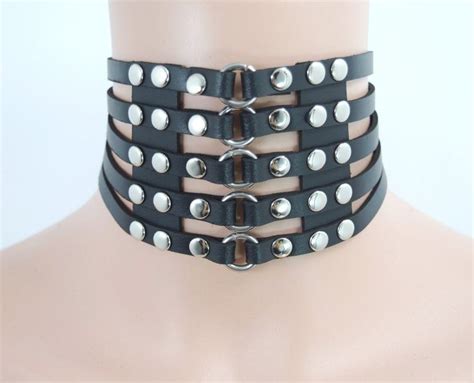 Gothic Emo Punk Black Leather Choker Necklace Black Leather Choker