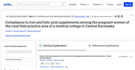 Compliance To Iron And Folic Acid Supplements Among The Pregnant Women