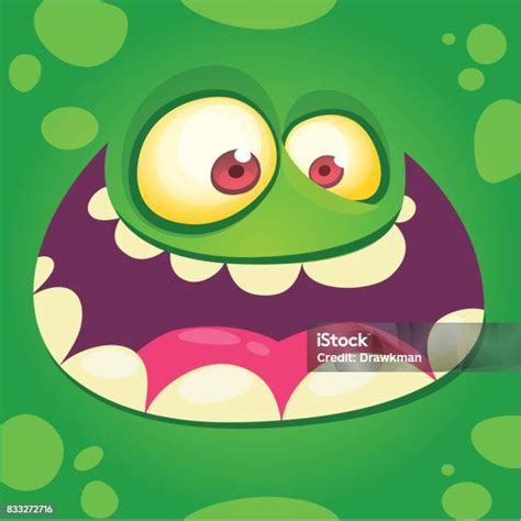 괴물 얼굴 고립 된 만화 벡터 할로윈 행복 괴물 평방 아바타 녹색에 대한 스톡 벡터 아트 및 기타 이미지 녹색 도깨비 배경 주제 Istock