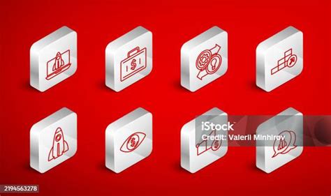 설정 라인 시작 프로젝트 개념 서류 가방과 돈 인적 자원 재무 성장 파이 차트 달러 눈과 아이콘 벡터 3차원 형태에 대한 스톡 벡터 아트 및 기타 이미지 Istock