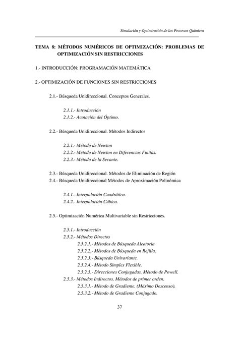 Optimizacion Problemas sin restricciones TEMA 8 MÉTODOS