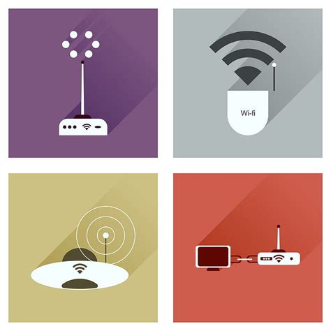 긴 그림자 Wi Fi 벡터와 평면 아이콘의 개념 Ai Eps Uidownload