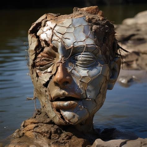 Premium AI Image | a sculpture of a person's face in water