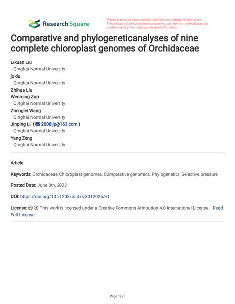 Pdf Comparative And Phylogeneticanalyses Of Nine Complete Chloroplast