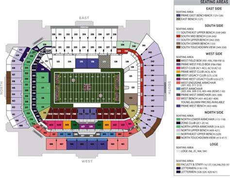 Kyle Field Stadium Seating Chart With Seat Numbers And Rows Parking Map