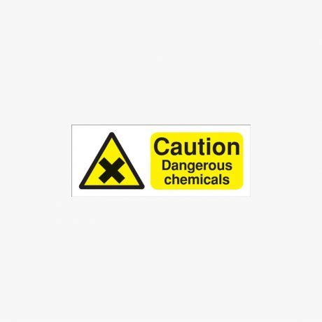 Self Adhesive 100x250mm Caution Dangerous Chemicals Signs Safety Sign UK
