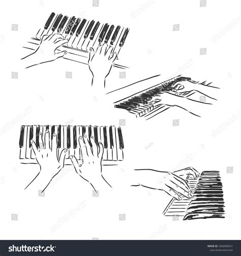 Hands Piano Keys Engraving Vector Illustration Stock Vector Royalty Free 1830098231 Shutterstock