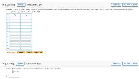 Solved 25 22 Points DETAILS LARCALC11 6 1 075 MY NOTES Chegg Com