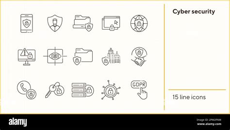 Cyber Security Line Icon Set Stock Vector Image And Art Alamy