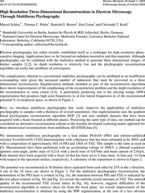 High Resolution Three Dimensional Reconstructions In Electron Microscopy Through Multifocus