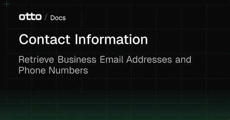 docs contact information — ottogrid docs