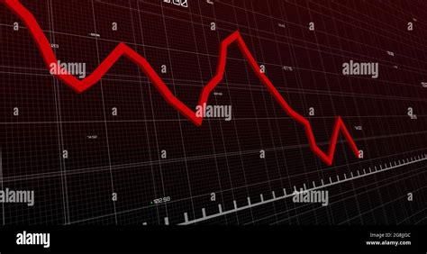 Image Of Red Graph Line On Black Grid Stock Photo Alamy