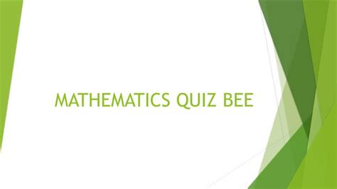 Mathematics Quiz Bee For School Intramspptx