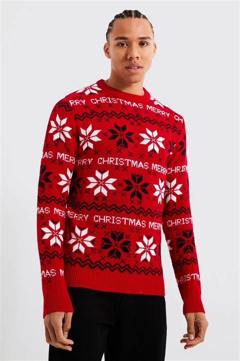 Tall Merry Christmas Fairisle Jumper Boohoo Uk