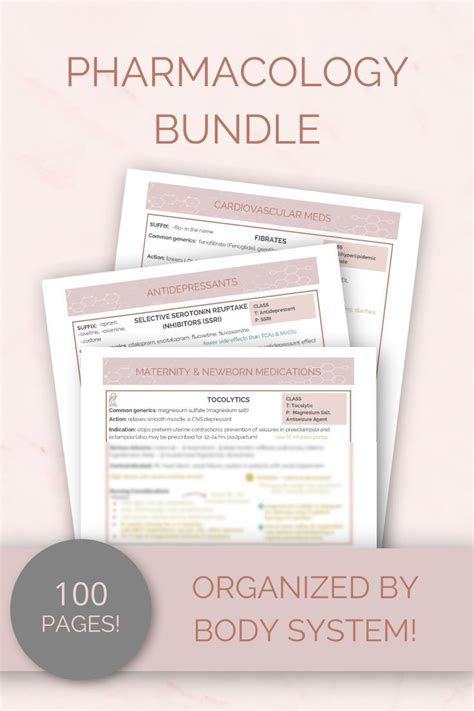 Pharmacology Nursing Study Guide Classes Cardiac Psych Immune Renal