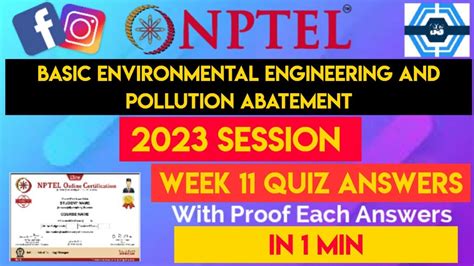 Basic Environmental Engineering And Pollution Abatement Week 11 Quiz