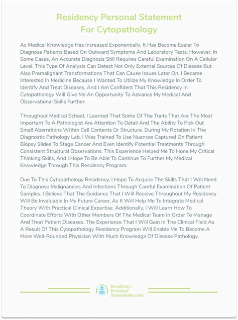 Top Notch Residency Personal Statement Examples