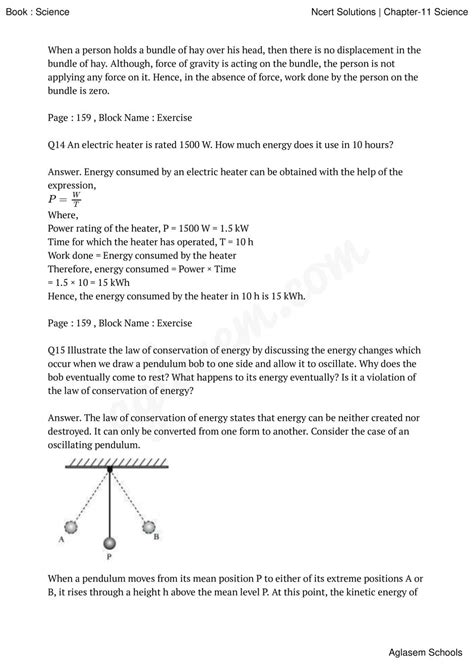 Ncert Solutions 2025 Class 9 Science Chapter 10 Work And Energy