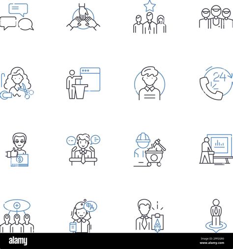 Technicians Line Icons Collection Repair Installation Maintenance Troubleshooting Diagnosis