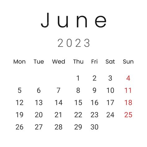 Calendario Simple De Junio De 2023 Sin Decoración PNG Junio 2023