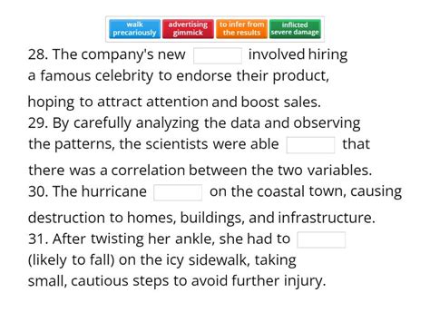 Contextualization And Collocations 11 Complete The Sentence