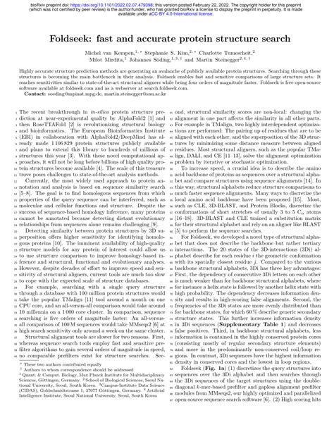 PDF Foldseek Fast And Accurate Protein Structure Search