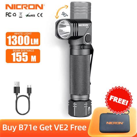 Nicron Led Flashlight B71e N9 Handfree Dual Fuel 90 Degree Twist