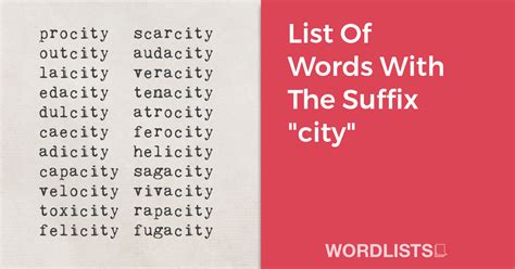 List Of Words With The Suffix City