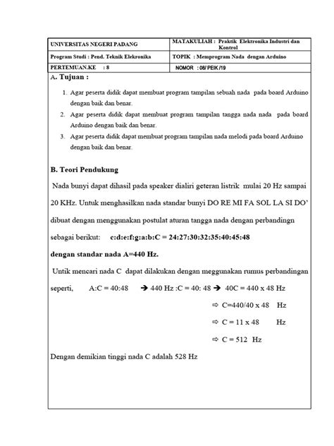 Job 8 Memprogram Nada Dengan Arduino Pdf