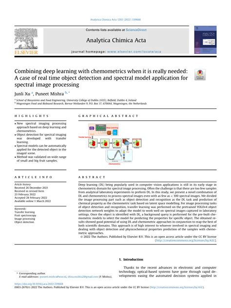 Pdf Combining Deep Learning With Chemometrics When It Is Really Needed A Case Of Real Time