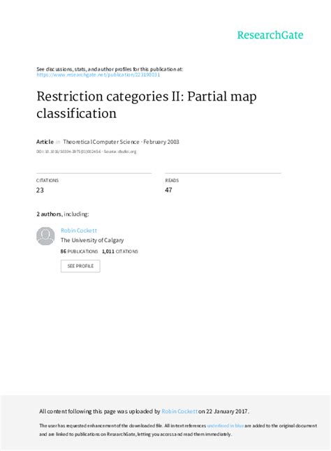 pdf restriction categories ii partial map classification robin cockett
