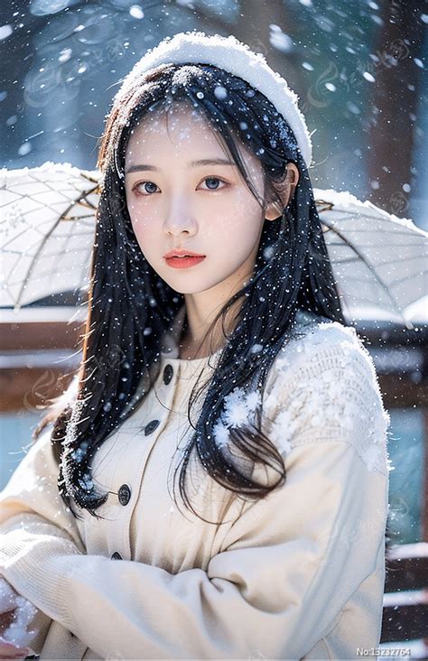 冬雪中美女AI图片下载 红动中国
