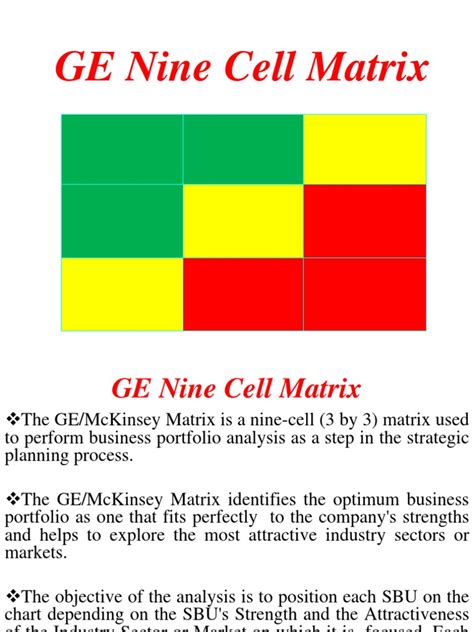 Ge Nine Matrix Pdf Strategic Management Business